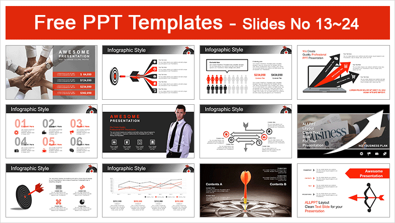 Red Dart Arrow Hitting PowerPoint Templates - Slidesgo templates Red Dart Arrow Hitting PowerPoint Templates - Slidesgo templates