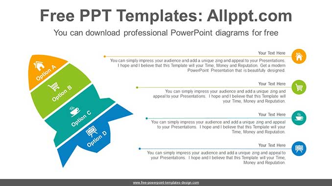 4-Parts Rocket PowerPoint Diagram - Slidesgo templates
