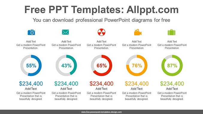 5-Doughnut Charts PowerPoint Diagram - Slidesgo templates 5-Doughnut Charts PowerPoint Diagram - Slidesgo templates