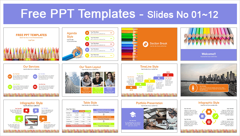 Colored Pencils Education Concept PowerPoint Template - Powerpoint and ...