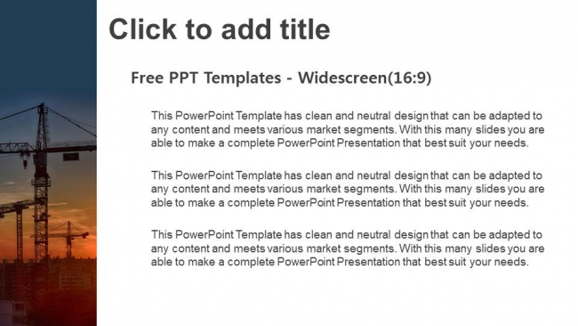 Construction crane at sunset PowerPoint Templates - Slidesgo templates