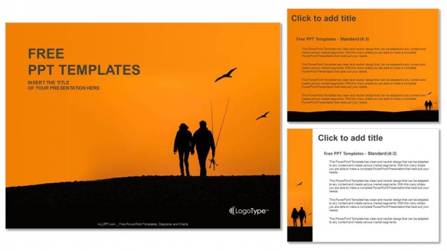 Fishing Couples With Sunset-Recreation PPT Templates - Powerpoint and ...