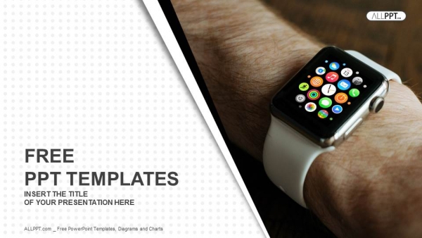 Hand wearing elegant smartwatch PowerPoint Templates - Slidesgo templates
