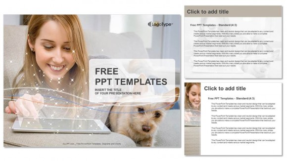 Happy woman using tablet PowerPoint Templates - Slidesgo templates