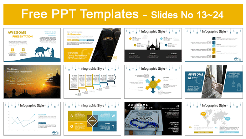 Islamic Mosque Sunset PowerPoint Templates - Slidesgo templates