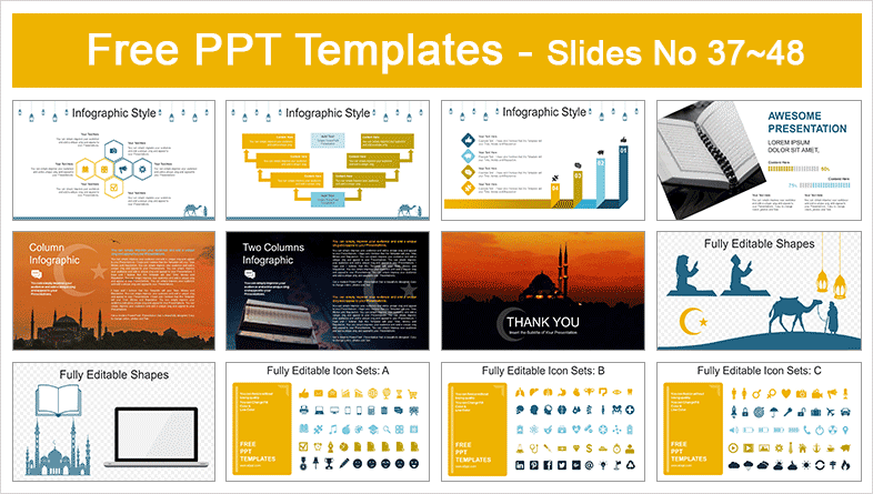 Islamic Mosque Sunset PowerPoint Templates - Slidesgo templates