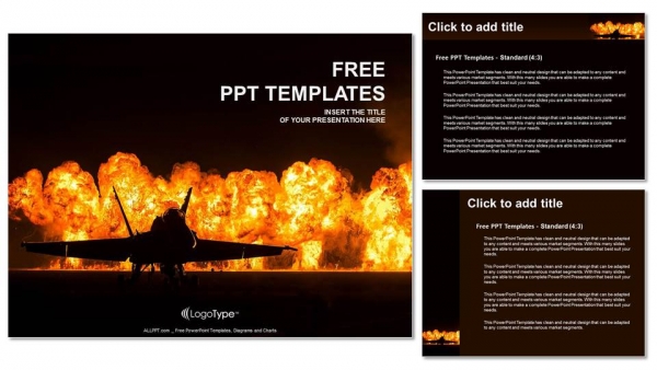 Jet fighter with fire PowerPoint Templates - Slidesgo templates