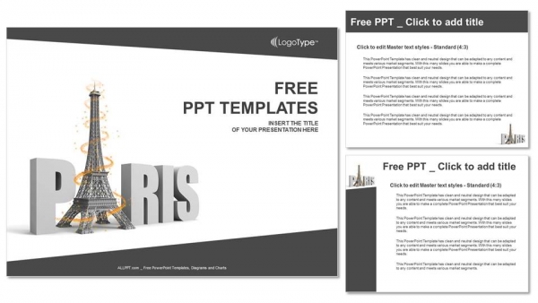 Paris word with eiffel tower PowerPoint Templates - Slidesgo templates