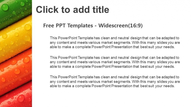 Rain Drops On Colored Pencils PowerPoint Templates - Slidesgo templates