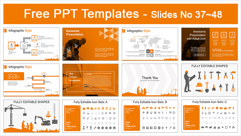 Silhouette of Construction Worker Industry PowerPoint Templates ...
