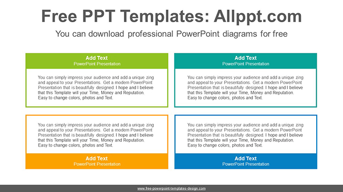 Simple color text-boxes PowerPoint Diagram Template - Slidesgo templates