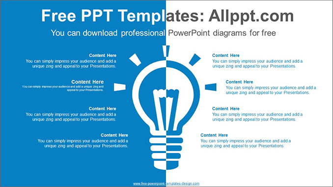 Symmetrical light bulb PowerPoint Diagram Template - Powerpoint and ...