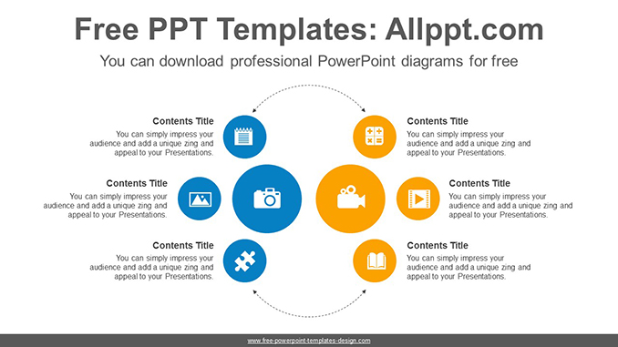 Symmetrical semi radial PowerPoint Diagram Template - Slidesgo templates