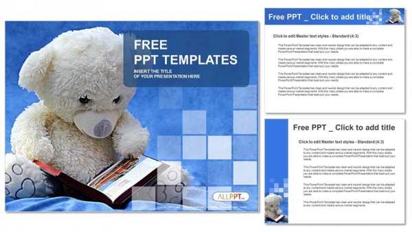 Teddy bear reads a book PowerPoint Templates - Slidesgo templates