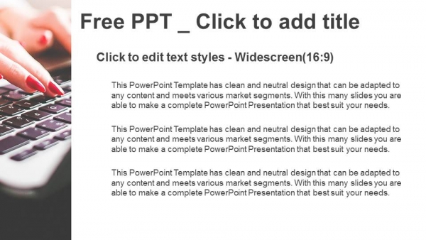 Typing on a laptop with red manicure PowerPoint Templates - Powerpoint ...