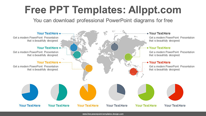 World Map Pie Chart PowerPoint Diagram - Powerpoint and google slides ...