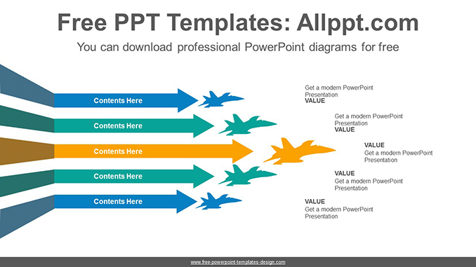 Bend Arrows Flow PowerPoint Diagram Powerpoint And Google Slides 